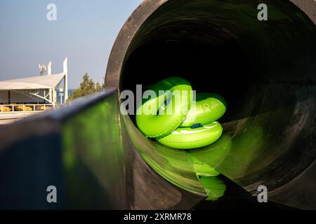 Water Slide Tubes Amusement Park Summer Fun Stock Photo - Alamy