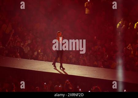 Singer Angele Angele performs during the closing ceremony of the 2024 ...