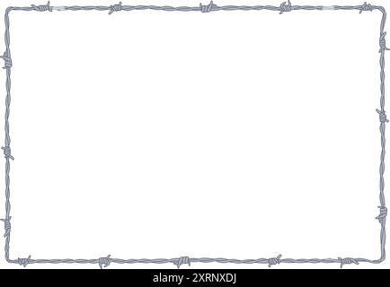 Barbed wire rectangle border frame black fill silhouette vector Stock ...