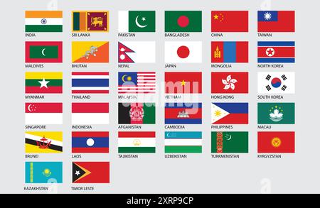 Map of Asia with country flags Stock Vector Image & Art - Alamy