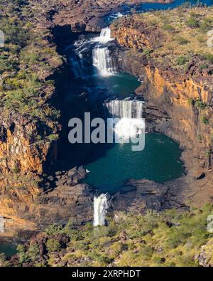 Aerial view of Mitchell River flowing towards Mitchell Falls ...