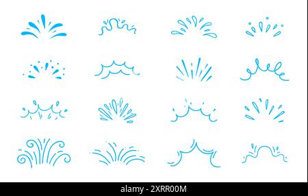 Cartoon wave splash. Ocean wave in motion, sprite sheet of curly sea ...