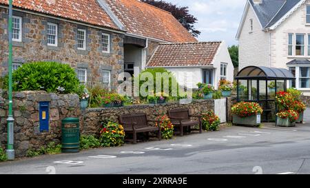 Pretty Rural Bus Stop with Flowers and Floral Display, Guernsey ...