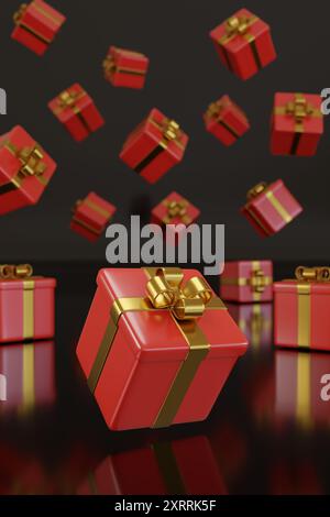 Shiny red ribbon on dark background Stock Photo - Alamy