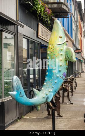 Sturgeon fiberglass fish art project along Water street in downtown ...