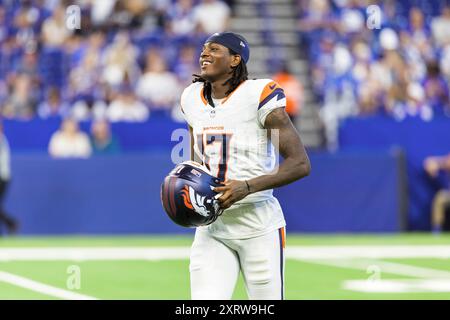 Denver Broncos wide receiver Lil'Jordan Humphrey (84) is assisted after ...