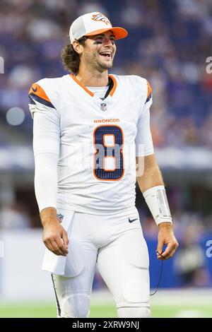Denver Broncos quarterback Jarrett Stidham (8) runs during an NFL football game against the San ...