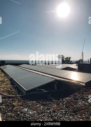 Solar energy collector panels angled to optimise north-facing solar ...
