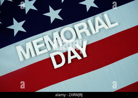 Happy Memorial Day alphabet letters with USA flag background Stock ...