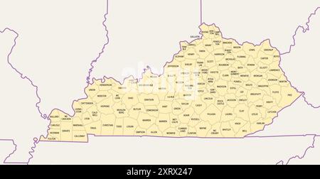 Kentucky state political map Stock Photo - Alamy