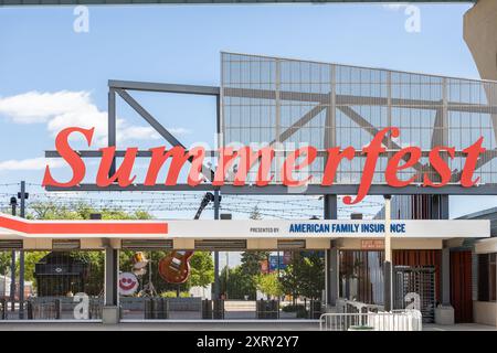 The entrance to Summerfest in downtown Milwaukee. Summerfest is an ...