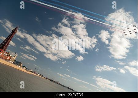 Red Arrows flying over Blackpool Tower as they take part in the ...