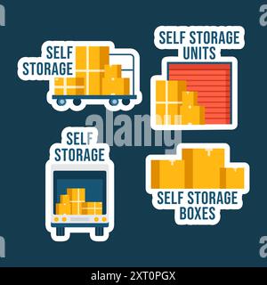 Self Storage Label Flat Cartoon Hand Drawn Templates Background ...