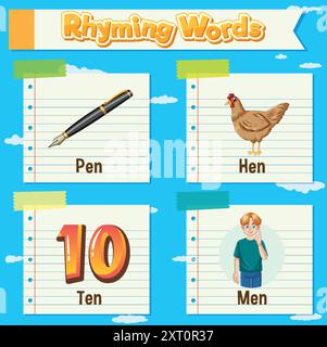 Illustration of words that rhyme with 'pen' Stock Vector Image & Art ...