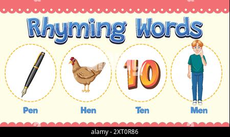 Illustration of words that rhyme with pen Stock Vector Image & Art - Alamy