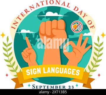 International Day of Sign Languages Vector Illustration with People ...