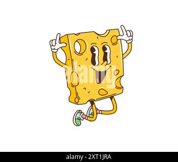Cartoon piece of cheese. Cheerful cheesy character. Delicious dairy ...
