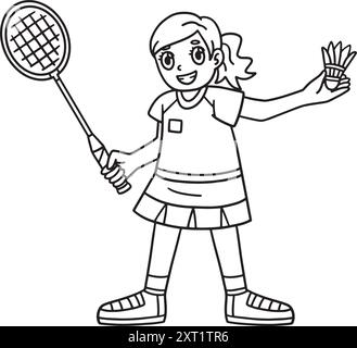 Badminton Isolated Coloring Page for Kids Stock Vector Image & Art - Alamy
