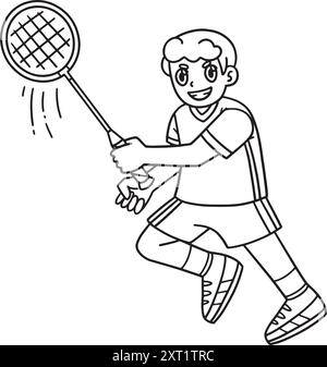 Badminton Isolated Coloring Page for Kids Stock Vector Image & Art - Alamy