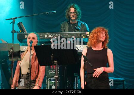 Adam Wakeman performs with his father, Rick at Fairport's Cropredy ...