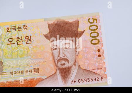 5000 South Korea won bank note. Won is the national currency of the ...