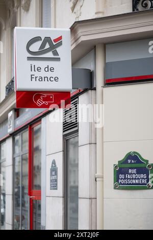 Illustration of Credit Agricole bank office in Paris, on August 13 ...