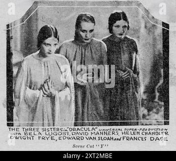 GERALDINE DVORAK, CORNELIA THAW, DOROTHY TREE, DRACULA, 1931 Stock ...