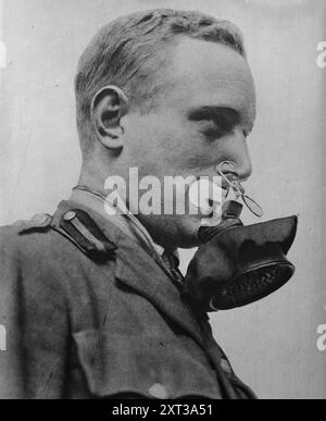 This image shows a collection of German gas shells that were captured ...