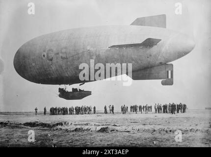 This image shows a U.S. Navy blimp flying over Beverly Hills ...