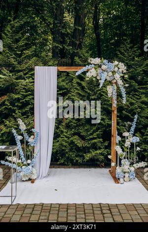 Romantic wedding ceremony floral arch by the sea in Montenegro Stock ...