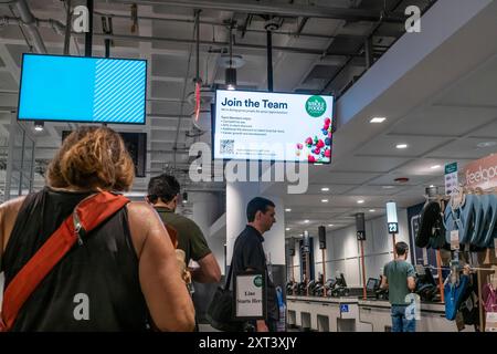 Check-out line in a Whole Foods Market supermarket in New York on ...