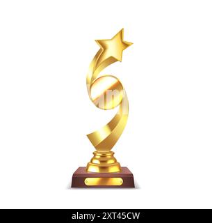 Winner podium realistic background with flying confetti red carpet and ...