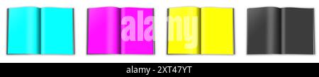 Four CMYK magazine blank template black, cyan, yellow and magenta for ...