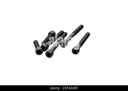 Black bolts for the tool hex. Modern fastening elements. Isolate on a ...