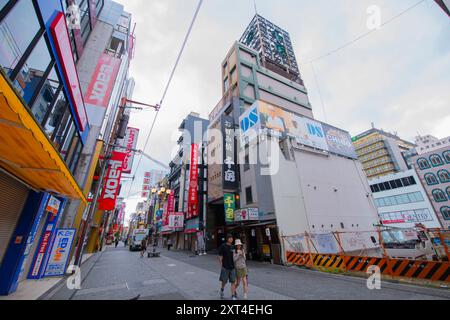 Modern commercial shops and restaurant on Dotonbori Street in Namba ...