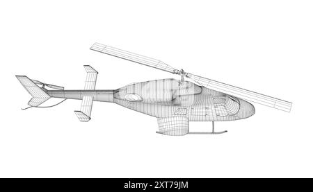 Helicopter detailed wireframe. Vector isolated on a white background ...