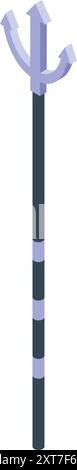 Isometric trident pole weapon standing up isolated on white background ...