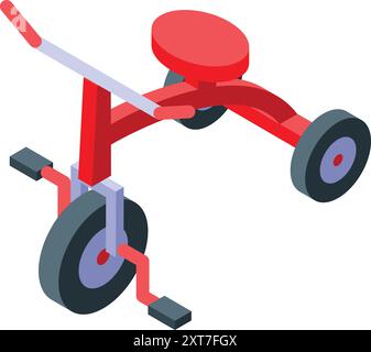 Red tricycle standing on white background, isometric view, perfect for ...