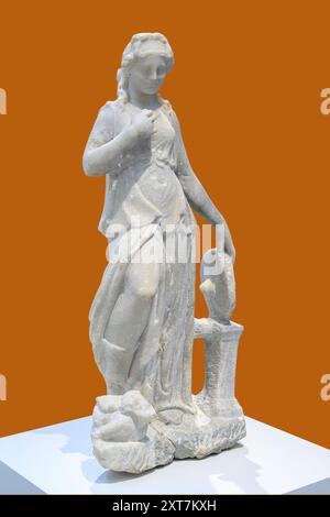 Ancient greek sculpture of the goddess Nemesis. The goddess of divine ...