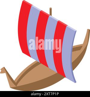 Viking boat with red-white striped sail Stock Vector Image & Art - Alamy