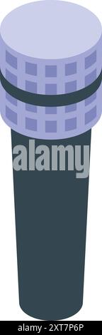 Modern studio microphone standing upright, isometric view, isolated on ...