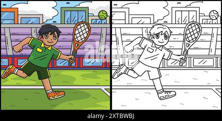 Female Tennis Player Chasing a Ball Illustration Stock Vector Image ...