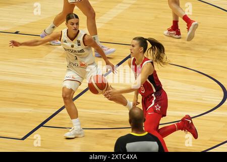 Alexandra Wilke OF TEAM GERMANY AND SABRINA IONESCU of TEAM USA during ...