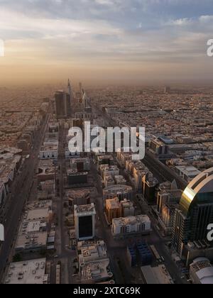 Drone shot flying. Saudi Arabia. Riyadh. Kingdom tower. Sunrise Stock Photo - Alamy