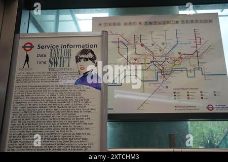 A Taylor Swift themed London tube map at Wembley Park station, north ...