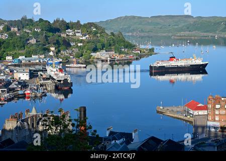 Oban Scotland Gateway to the isles showing the harbour and ferry port ...