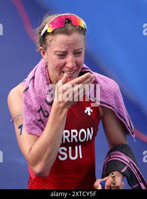 PARIS, FRANCE - JULY 31: Julie Derron of Switzerland celebrates during ...