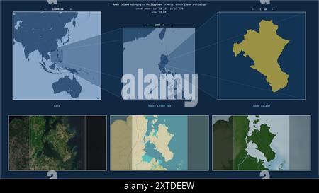Anda Island in the South China Sea on a colored elevation map Stock ...