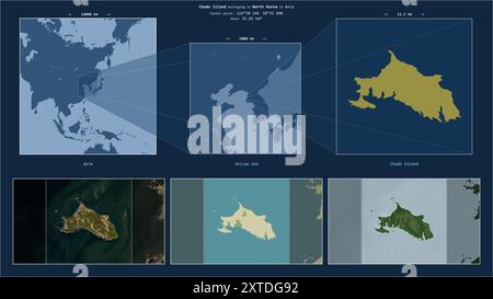 Chodo Island in the Yellow Sea, belonging to North Korea, isolated on a ...