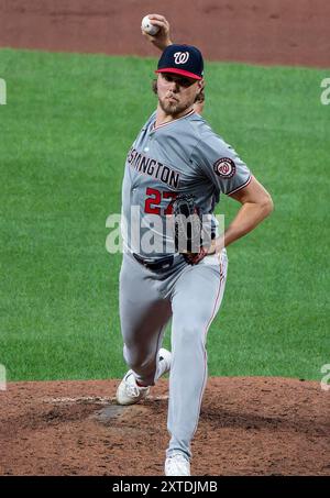 Washington Nationals pitcher Jake Irvin throws during the first inning ...